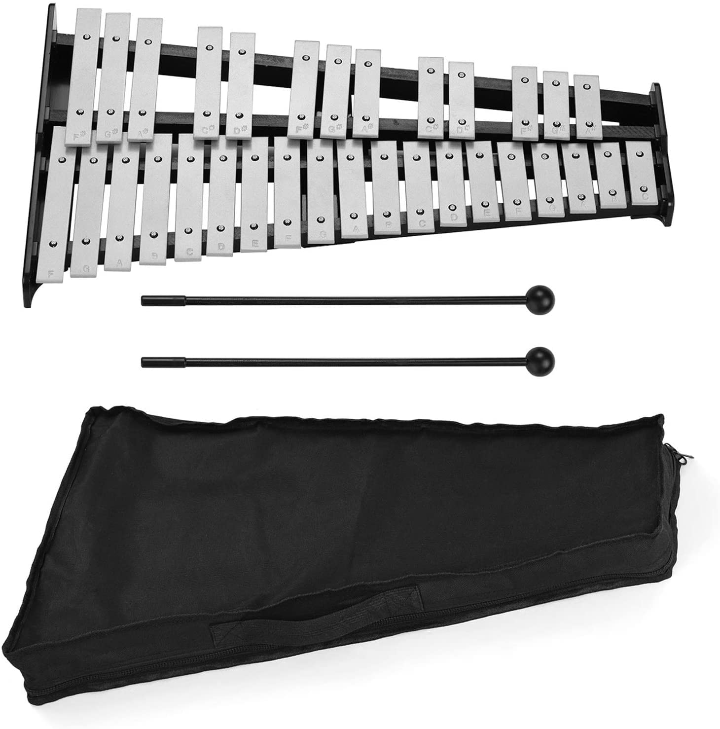 Habisder 32 Note Glockenspiel Xylophone Percussion Kit with Height Adjustable Stand, Drumsticks and Carry Bag