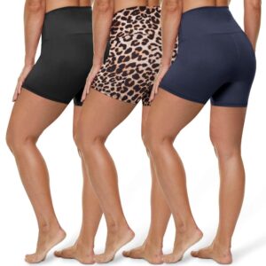 hltpro 3 pack plus size biker shorts for women (s-4xl)- 8"/5" high waist tummy control shorts for workout, yoga, running