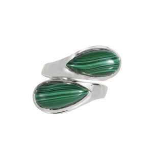 YoTreasure Malachite Solid 925 Sterling Silver Bypass Ring Jewelry