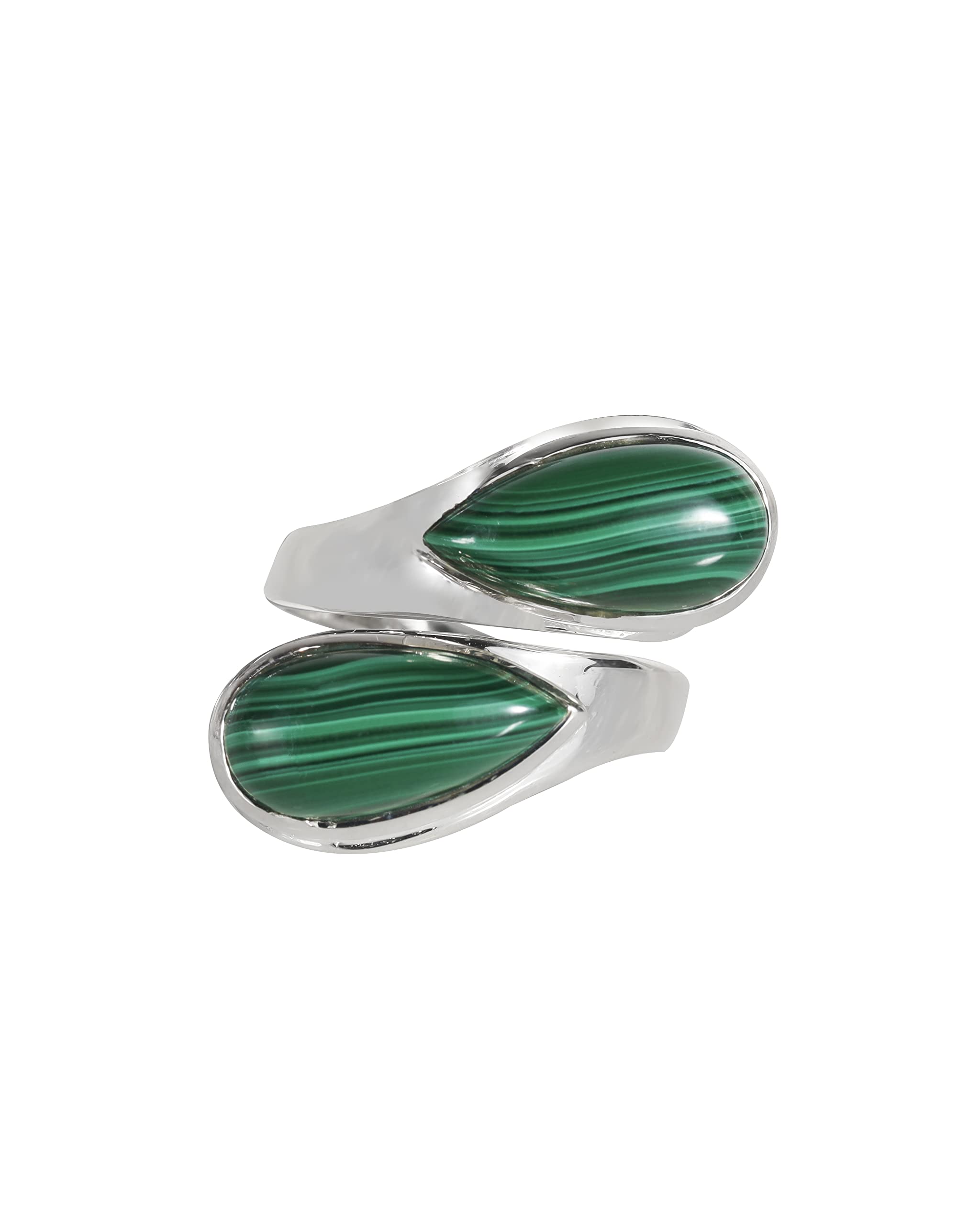 YoTreasure Malachite Solid 925 Sterling Silver Bypass Ring Jewelry