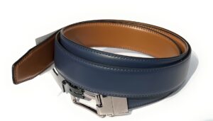 michael kors men's cut to fit reversible pvc leather dress belt (luggage navy)