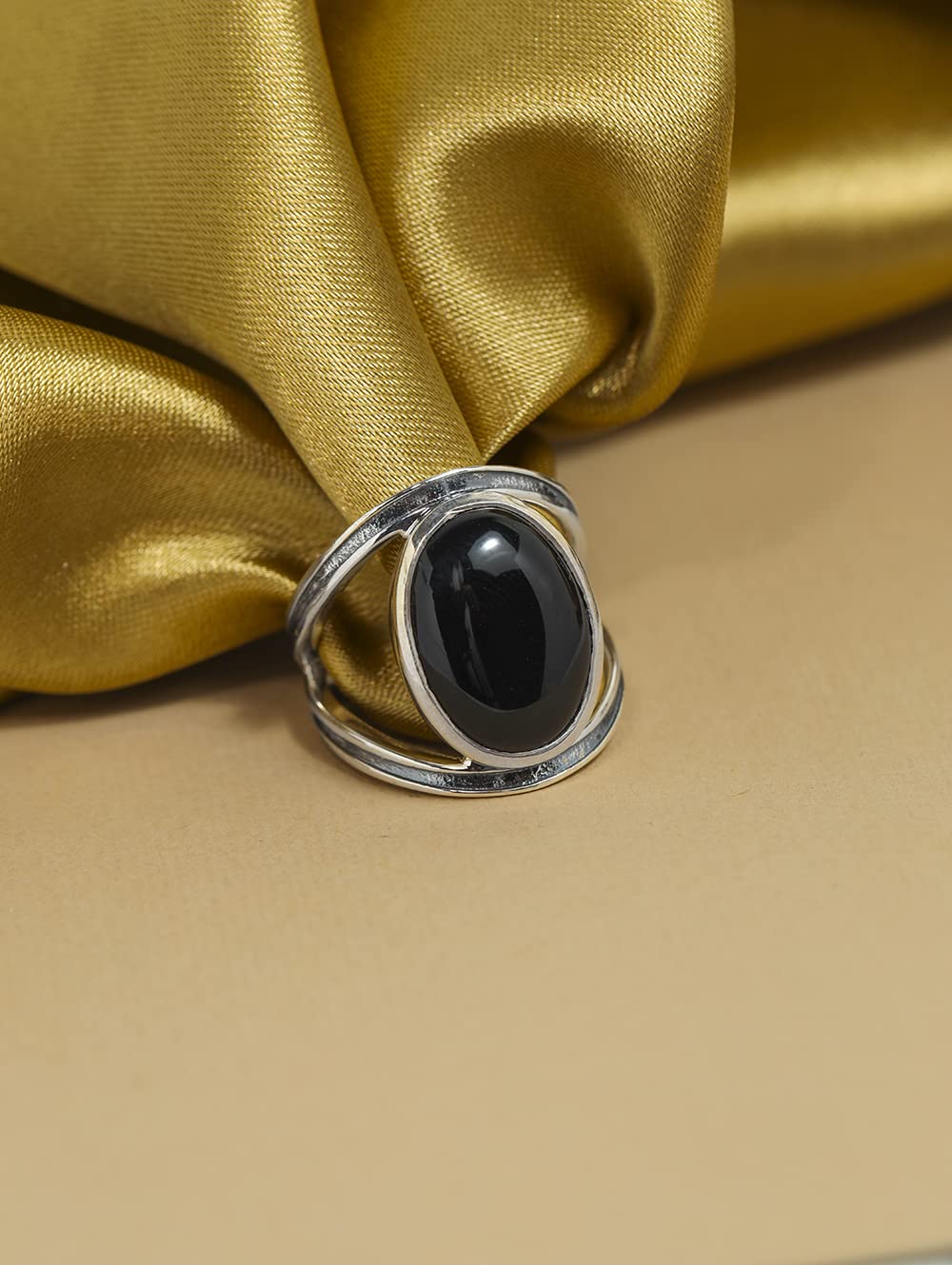 YoTreasure Black Onyx Solid 925 Sterling Silver Split Shank Statement Ring