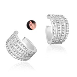 lansora cz paved stripe ear cuffs multiple lines cubic zirconia non pierced cartilage conch cuff earrings