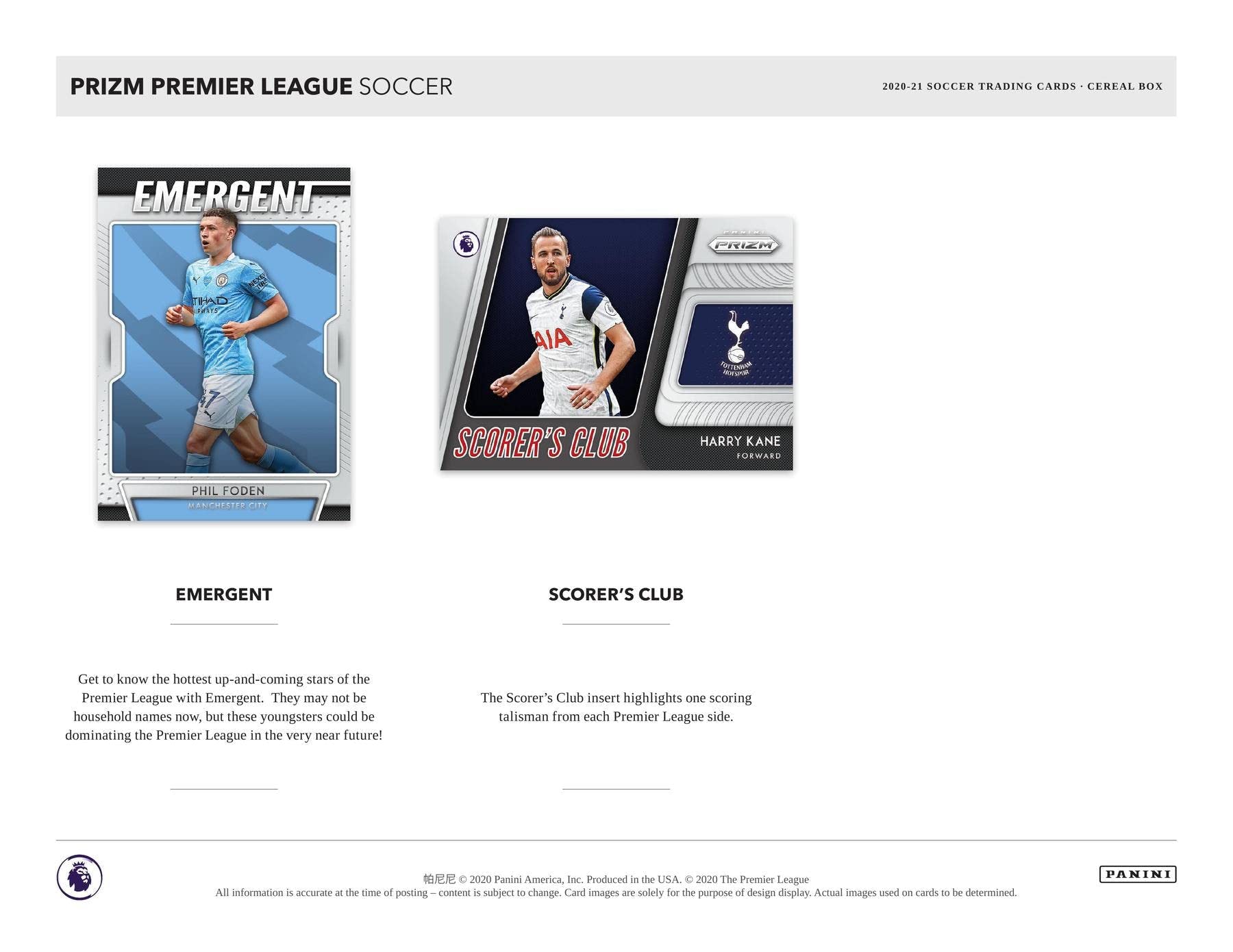 2020/21 Panini Prizm Premier League Soccer Cereal Box