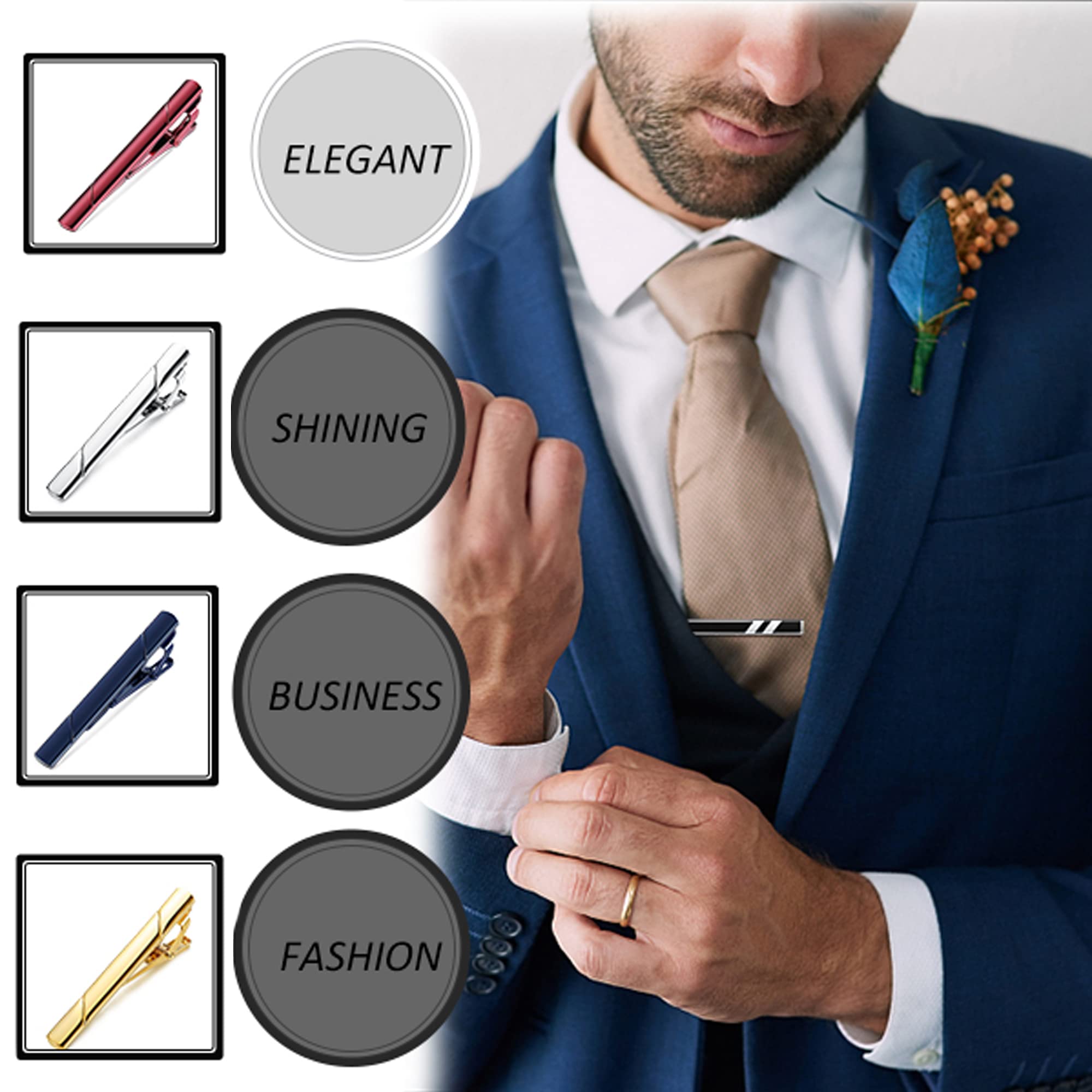 Jstyle 12 Pcs Tie Clips for Men Classic Tie Bar Clip Set for Regular Ties Necktie Tie Bar Pinch Clips for Wedding Anniversary Business Luxury Box