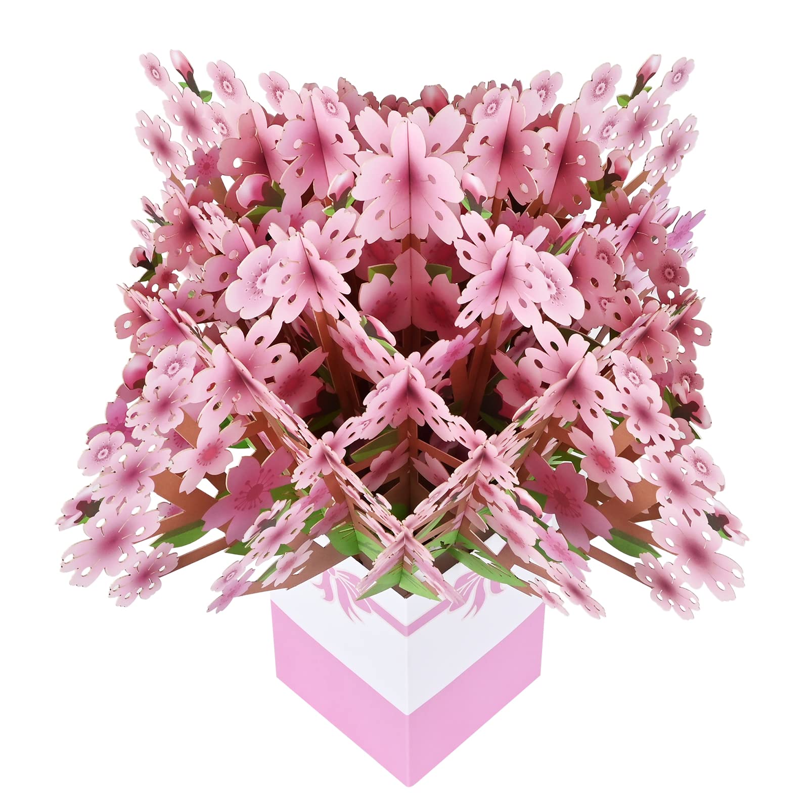 POPGIFTU Cherry Blossom Bouquet Pop Up Card（11.5x10.6 in） Handmade 3D Flower Greeting Card, Spring Card for Wife, Mom or Friend, Anniversary Pop Up Bouquet, Thinking of You