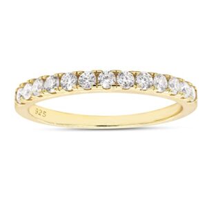 savearth diamonds 1/3 ct. t.w round lab created moissanite diamond half eternity wedding band ring in 14k yellow gold over sterling silver (0.33 cttw), gift for her