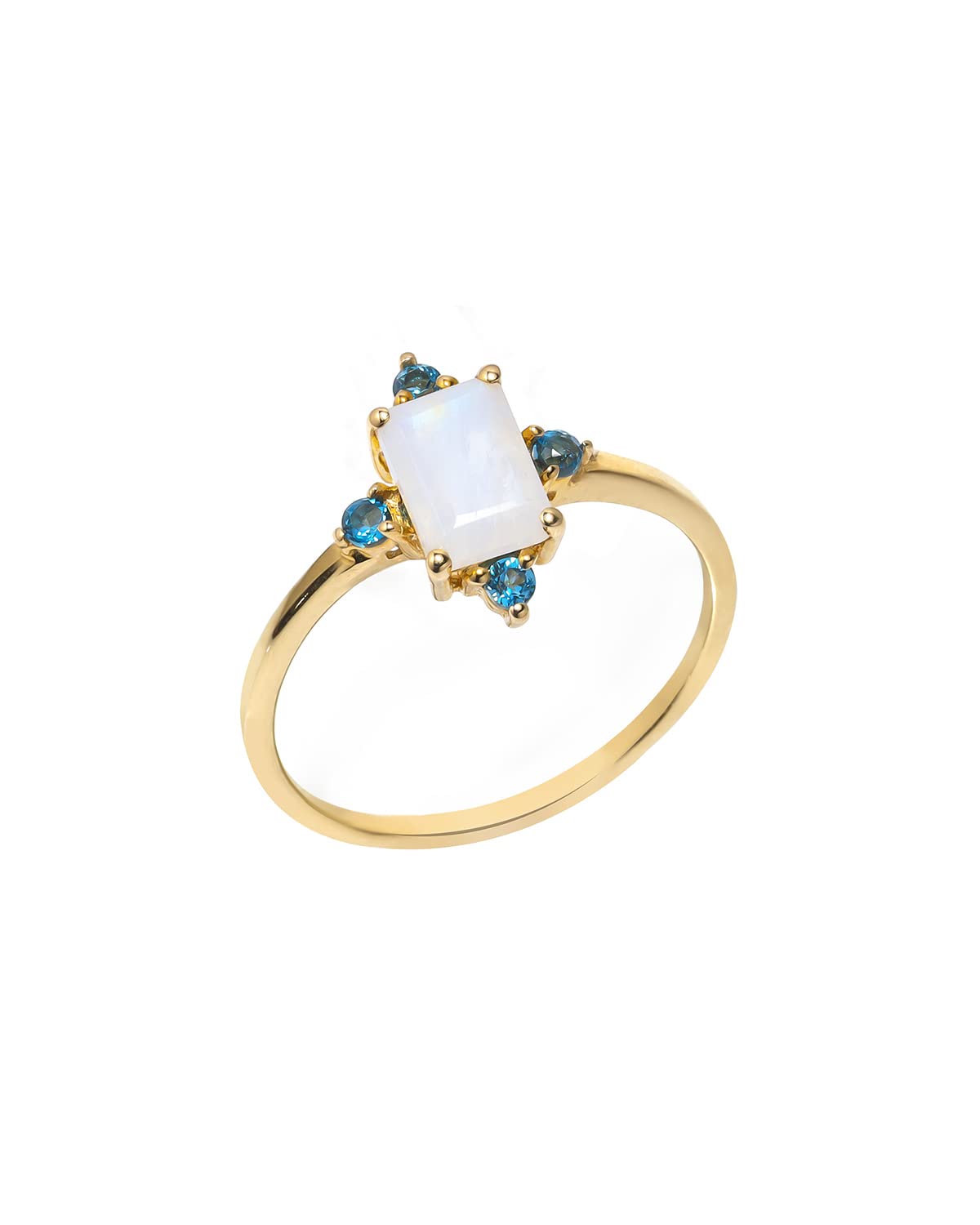 YoTreasure 1.57 ct. t.w. Moonstone & London Blue Topaz 10kt Yellow Gold Ring