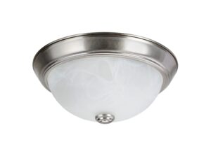 aspen creative 63013-1a two-light flush mount in brushed nickel with white alabaster glass shade, 11" diameter