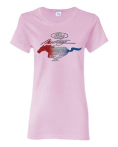 ford mustang shirt usa flag mustang emblem cars and trucks womens graphic t-shirt, light pink, medium