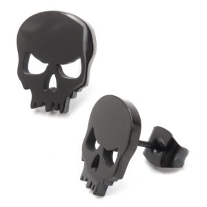 steelmeup stainless steel black melting skull post stud earrings