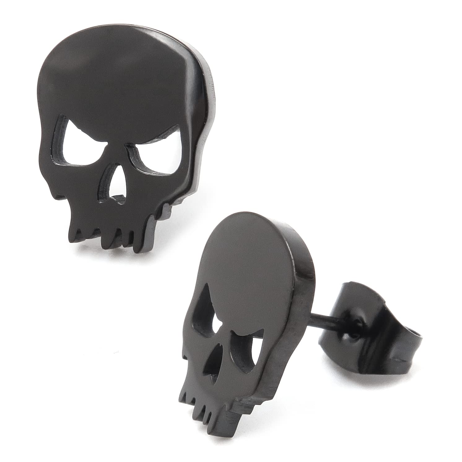 Steelmeup Stainless Steel Black Melting Skull Post Stud Earrings