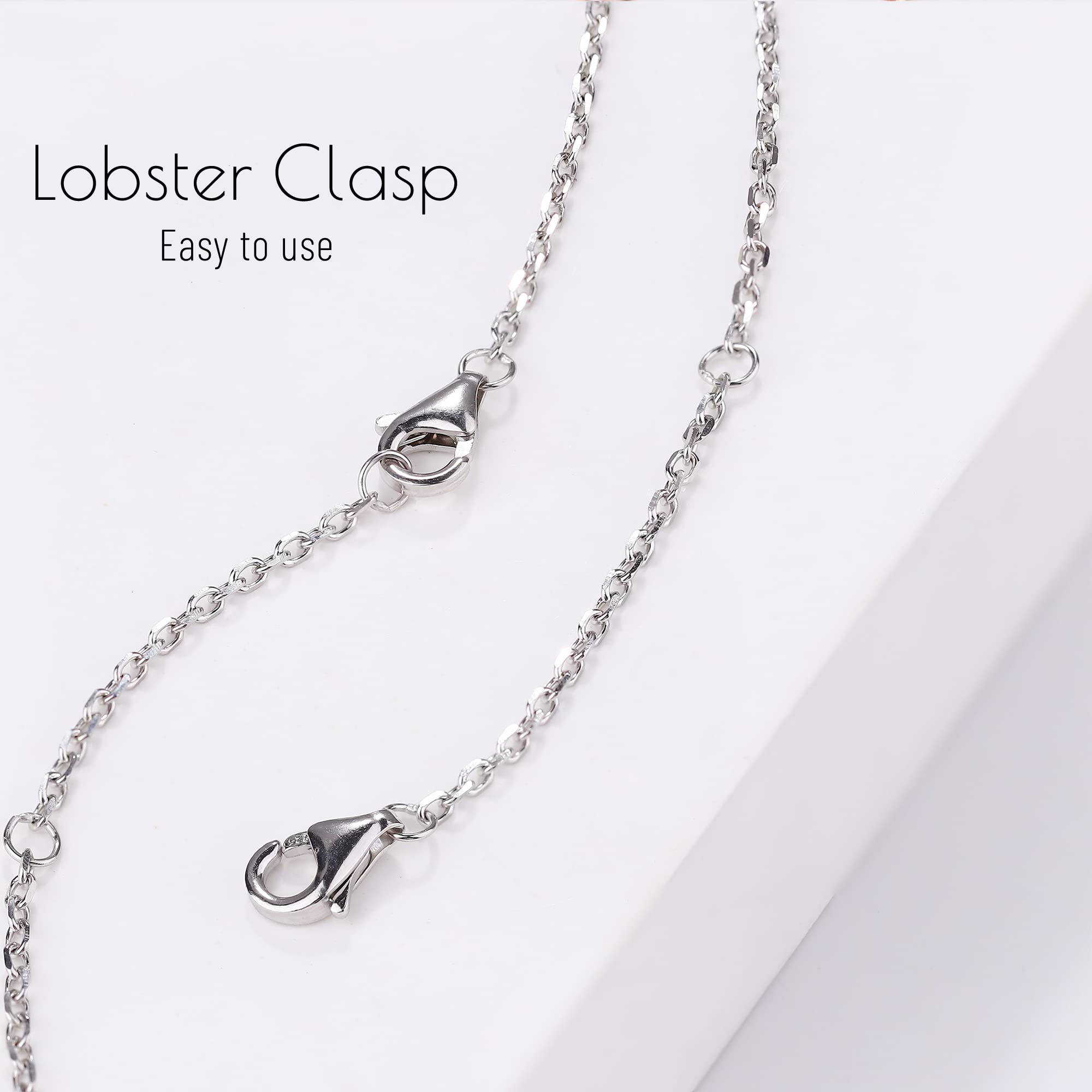 Milacolato 925 Sterling Silver Necklace Extenders 18K White Gold Plated Link Chain Extenders Lobster Clasp Durable Adjustable Extension 1" 2" 3" 4", Silver Set