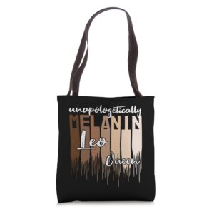 leo unapologetically melanin queen for black women tote bag