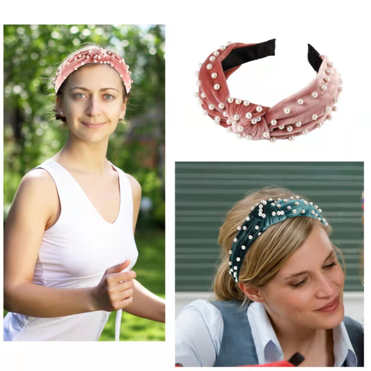 LOVNFC Womens Headbands, 6Pcs Knotted Head Bands No Slip Fashion for Girls Wide Top Knot Turban Velvet Hair Hoops