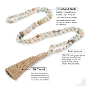 OAIITE 6MM Mala Beads Necklace Natural Tiger Eyes Stone Meditation Statement Necklace Japa Yoga Rosary Prayer Charm Beaded Tassel Necklace