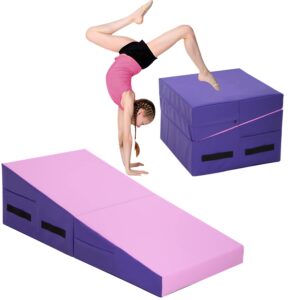 gymnastics mat incline mats foam kids climbing mat folding tumbling wedge mats for gym cheese mats for gymnastics exercise mat yoga mat for kids play home exercise aerobics, pink