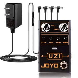 joyo r-03 distortion heavy metal pedal bundle with dc 9v pedal power supply (800ma -1a) ac adapter