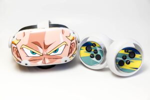 dragon prince anime eyes skin for oculus quest 2 – vr headset and 2 controllers | protective, smooth, laminated vinyl with strong adhesive | easy installation and adjustability | made in the usa