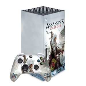 head case designs officially licensed assassin's creed game cover iii graphics vinyl sticker gaming skin decal cover compatible with xbox series x console and controller bundle