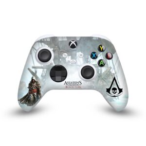 head case designs officially licensed assassin's creed edward kenway key art black flag graphics matte vinyl sticker gaming skin decal cover compatible with xbox series x/s controller