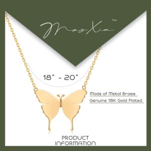 MRSXIA Butterfly Necklace for Women Gold Pendant 18K Gold Filled Dainty Chain Simple Insect Jewelry