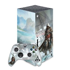 head case designs officially licensed assassin's creed edward kenway key art black flag graphics vinyl sticker gaming skin decal cover compatible with xbox series x console and controller bundle