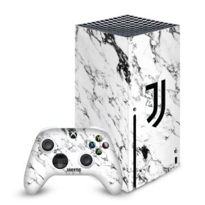 head case designs officially licensed juventus football club white marble art vinyl sticker gaming skin decal cover compatible with xbox series x console and controller bundle