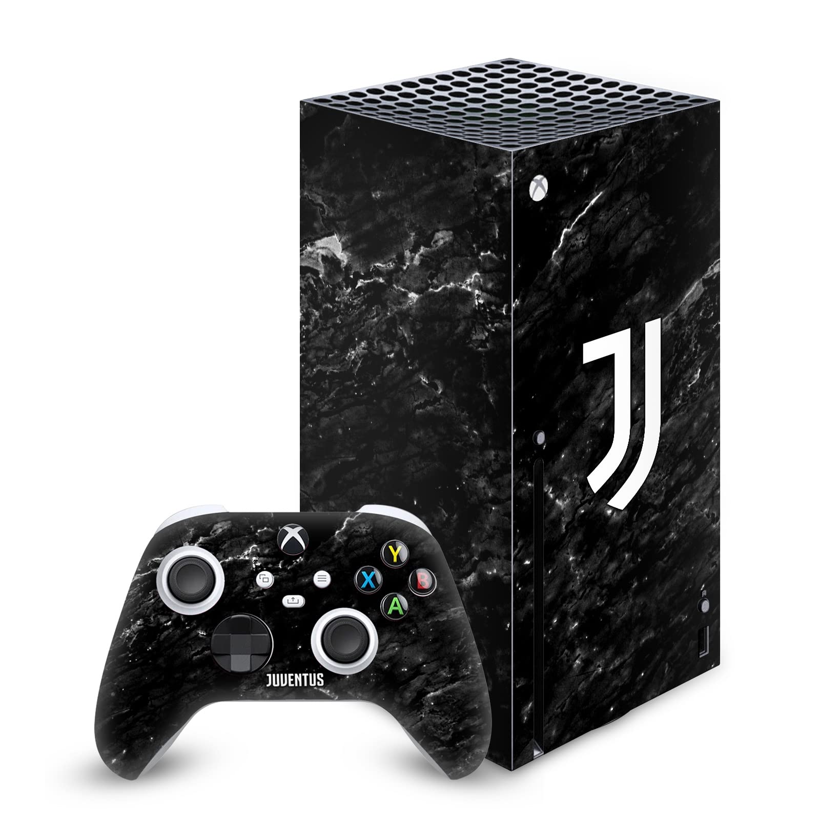 Head Case Designs Officially Licensed Juventus Football Club Black Marble Art Matte Vinyl Sticker Gaming Skin Decal Cover Compatible with Xbox Series X Console and Controller Bundle