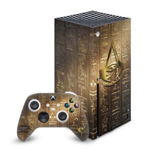 head case designs officially licensed assassin's creed origins graphics logo 3d heiroglyphics vinyl sticker gaming skin decal cover compatible with xbox series x console and controller bundle