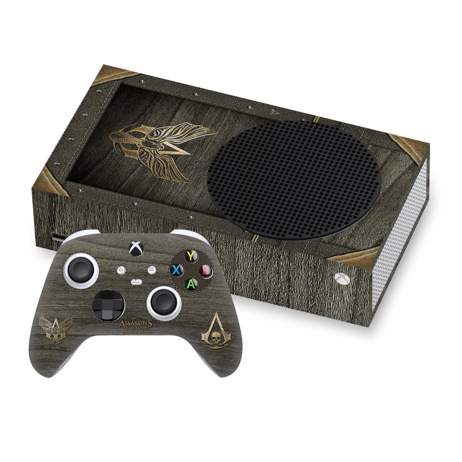 Head Case Designs Officially Licensed Assassin's Creed Wood and Gold Chest Black Flag Graphics Vinyl Sticker Gaming Skin Decal Cover Compatible with Xbox Series S Console and Controller Bundle