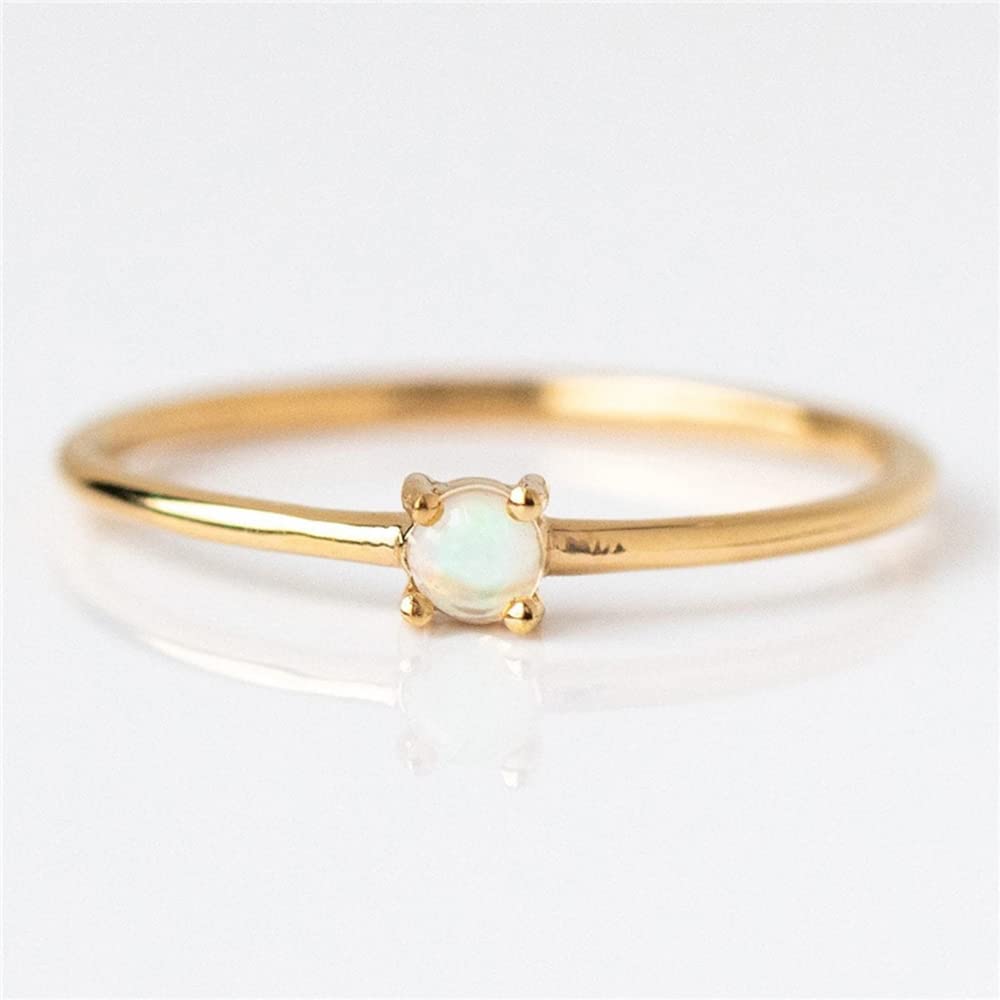 WDIYIEETN 18K Gold Plated Simple Pearl Ring Four Claw Round Dainty Pearl Ring Ladies Wedding Ring (5)