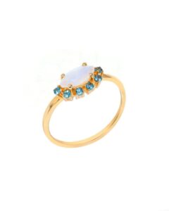 yotreasure 0.65 ct. t.w. moonstone & london blue topaz 10kt yellow gold ring