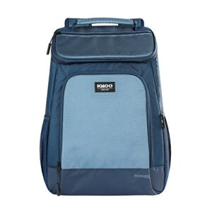 igloo top grip repreve eco-friendly maxcold backpack cooler-blue