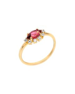 yotreasure 0.75 ct. rhodolite garnet & white topaz 10k yellow gold ring