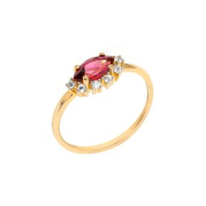 YoTreasure 0.75 Ct. Rhodolite Garnet & White Topaz 10K Yellow Gold Ring