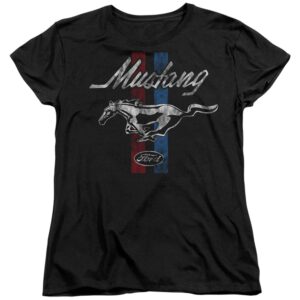 popfunk classic ford mustang stripes women's t shirt,black, small