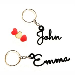 personalized metal name key chain, keyrings, laser cut names, handmade bag charm, keychain for women, men, gift tags, gift for her, birthday gift for him, key holder gift ideas, custom text & letters