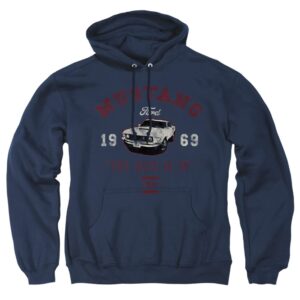 popfunk classic ford mustang the boss is in unisex adult pull-over hoodie, navy, large