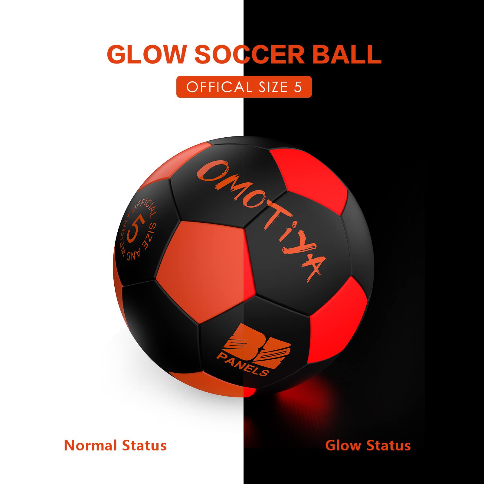 OMOTIYA LED Light Up Soccer Ball Games Toys - Glow in The Dark Soccer Balls Size 5 - Sports Gear Soccer Gifts for Boys & Girls 8-12+ Year Old - Kids, Teens Football Gift for 8 9 10 11 12 Year Old