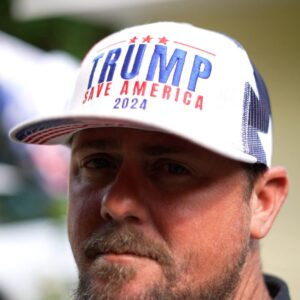 Donald Trump 2024 Save America Hat American Flag MAGA Trucker Hat for Republicans and President Supporters | Perfect for a Trump Rally Grey