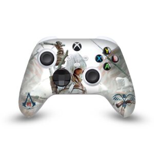 head case designs officially licensed assassin's creed game cover iii graphics matte vinyl sticker gaming skin decal cover compatible with xbox series x/s controller