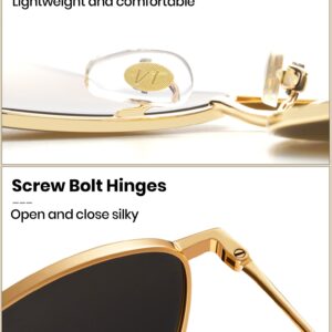 Veda Tinda Vision Sunglasses Women and Men Trendy Retro Square Black TAC Gold Frame Polarized UV400 Protection C09S01