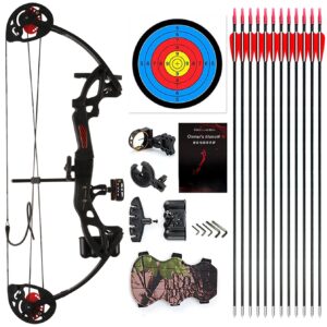 lanneret compound bow and archery sets - right hand archery compound bows 15-29 lbs draw weight adjustable for youth and beginners，hunting bow kit for beginner