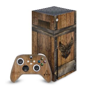 head case designs officially licensed assassin's creed wood and metal chest black flag graphics matte vinyl sticker gaming skin decal cover compatible with xbox series x console and controller bundle