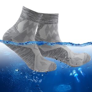 randy sun waterproof ankle socks, womens men thin breathable winter golf rain gear biking kayaking boating sport socks for ladies 1 pair (gray, small)