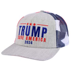 donald trump 2024 save america hat american flag maga trucker hat for republicans and president supporters | perfect for a trump rally grey