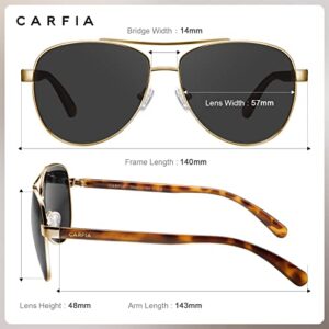 CARFIA Retro Trendy Pilot Sunglasses for Women Polarized UV Protection, Lightweight Outdoor Driving Lady Sunnies Metal Frame