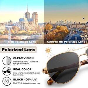 CARFIA Retro Trendy Pilot Sunglasses for Women Polarized UV Protection, Lightweight Outdoor Driving Lady Sunnies Metal Frame