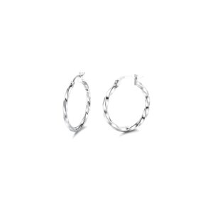 sllaiss 925 sterling silver twisted hoop earrings for women white gold plated small hoop earrings lightweight huggie hinged hoop earring 12mm-60mm (16mm)